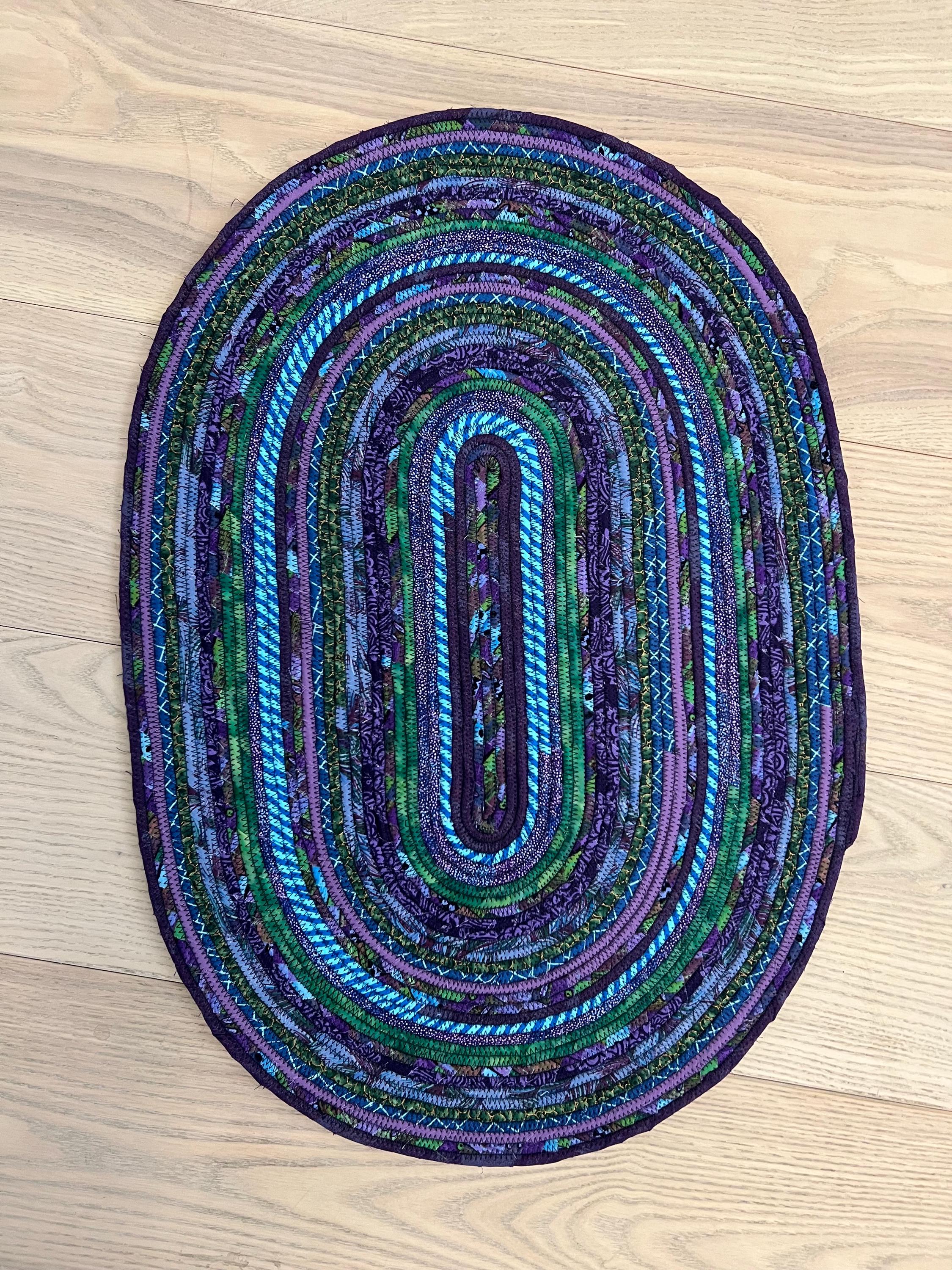 Purple and Green Rope Wrapped Rug - Etsy