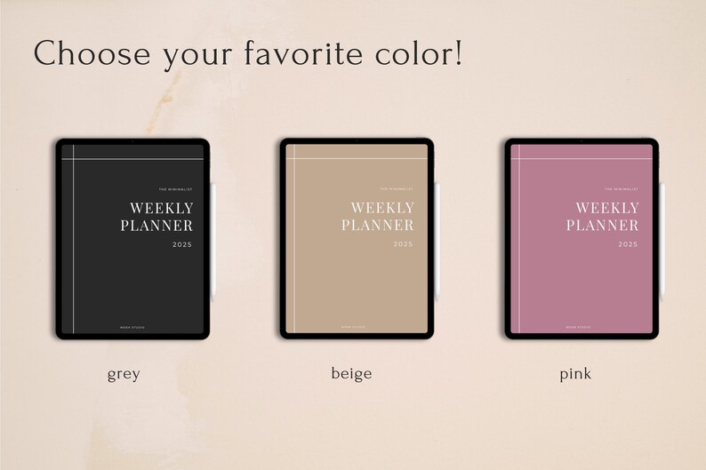 2025 Minimalist WEEKLY Planner BEIGE Digital, Portrait Mode, Digital ...