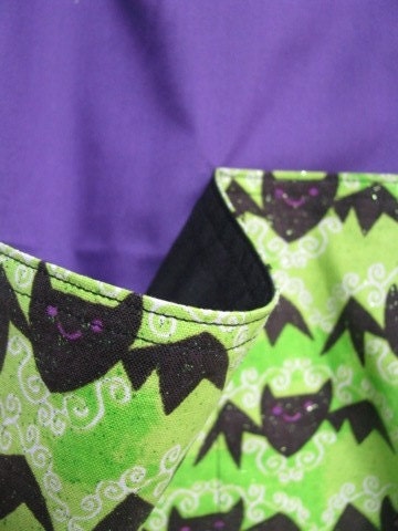 Cute Bat Purple and Lime Tote or Eco Friendly Purse Grocery or Shopping ...