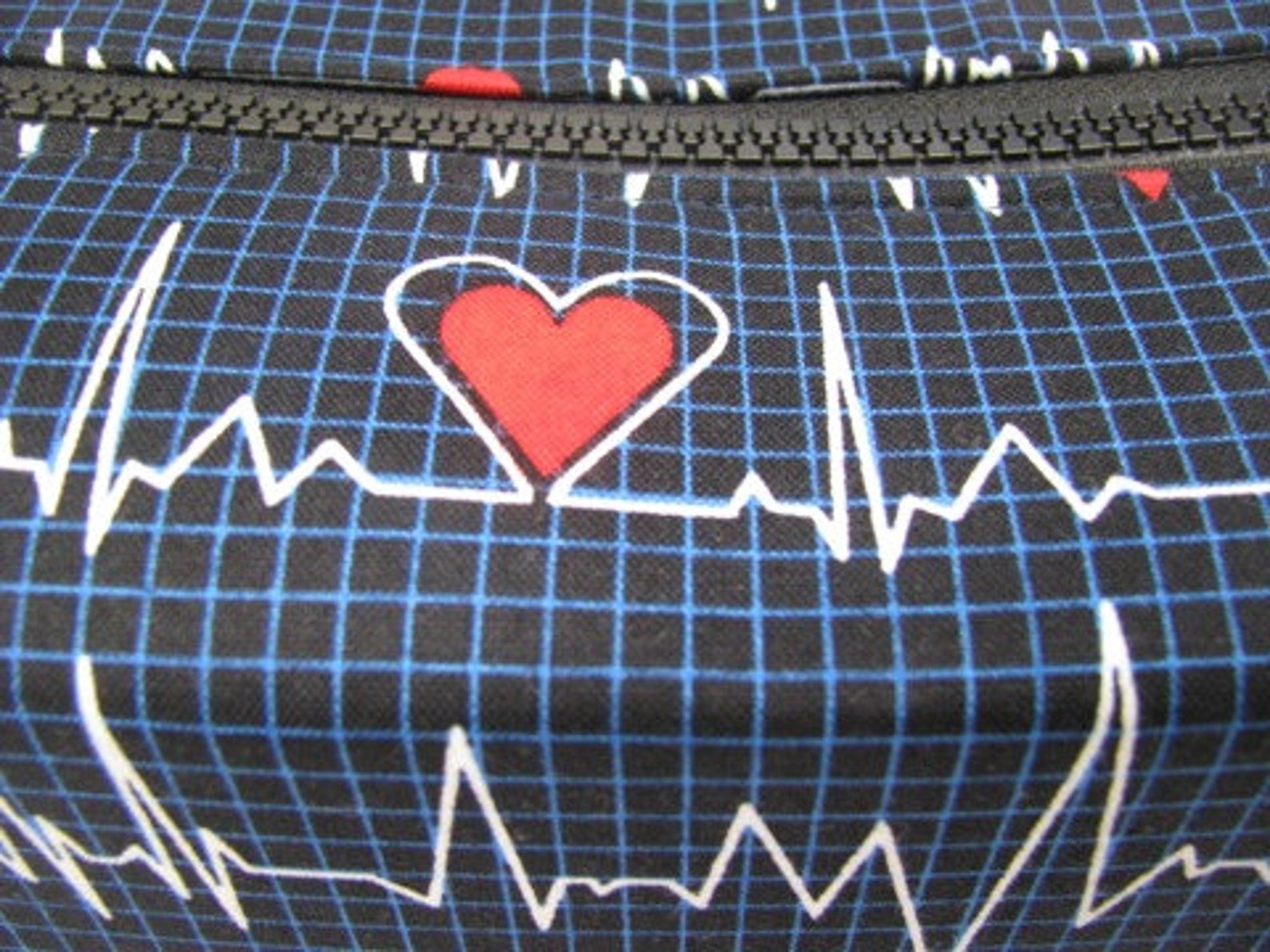 Heart Rate Monitor EKG Bag With Surprise Embroidery Inside Cosmetic Bag ...