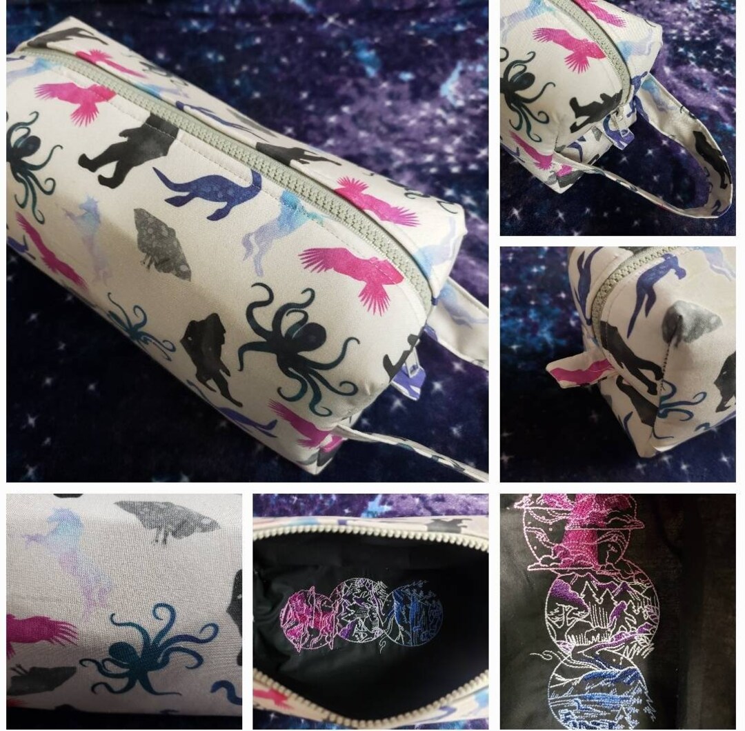 Cryptid World With Surprise Embroidery Inside - Pencil Bag Craft Bag ...
