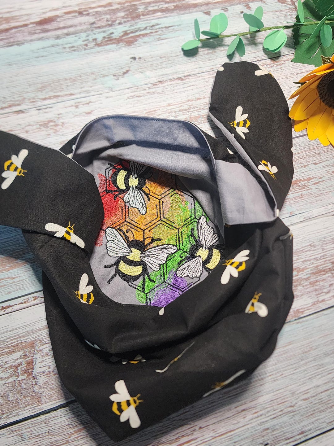 Rainbow of Colors Bee Bunny Ear Lunch Bag - Etsy
