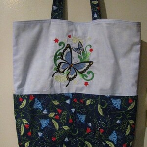 Victorian Flutterby Butterfly Blue and Green Eco Friendly Tote, Bag ...