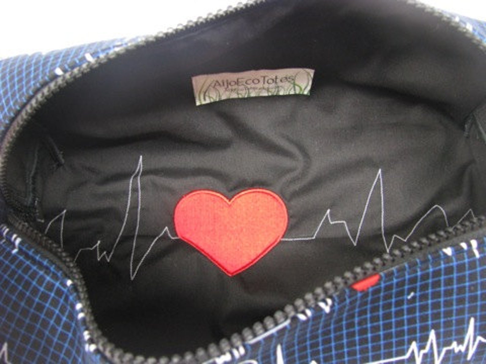 Heart Rate Monitor EKG Bag With Surprise Embroidery Inside Cosmetic Bag ...