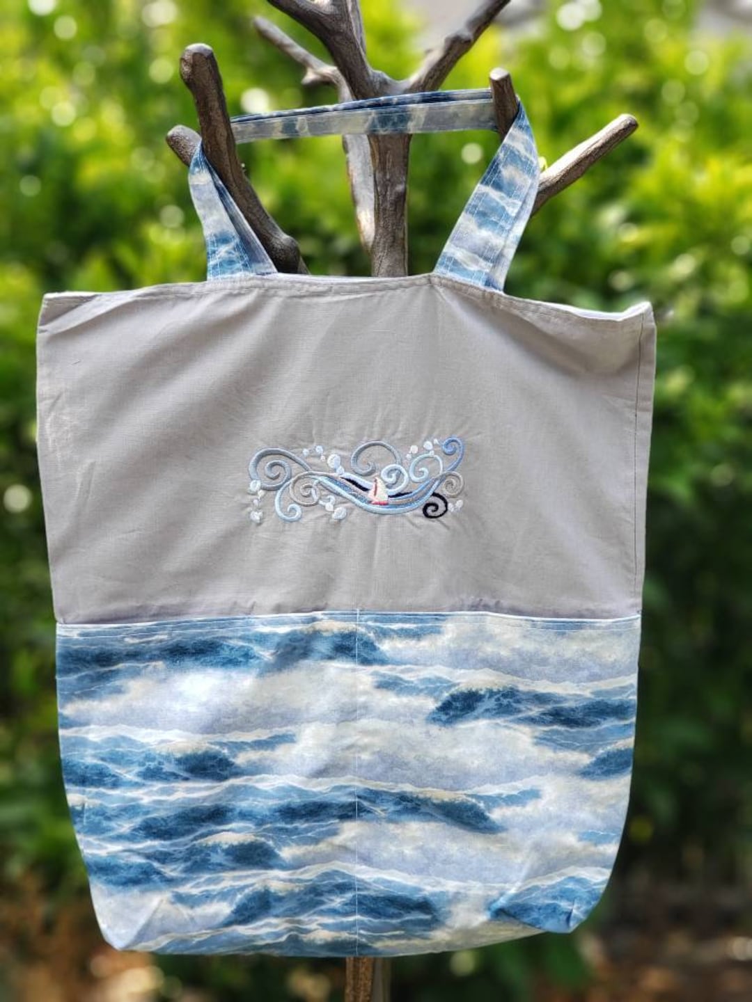 Ocean Waves and Boats Eco Friendly Tote Purse Bag - Etsy