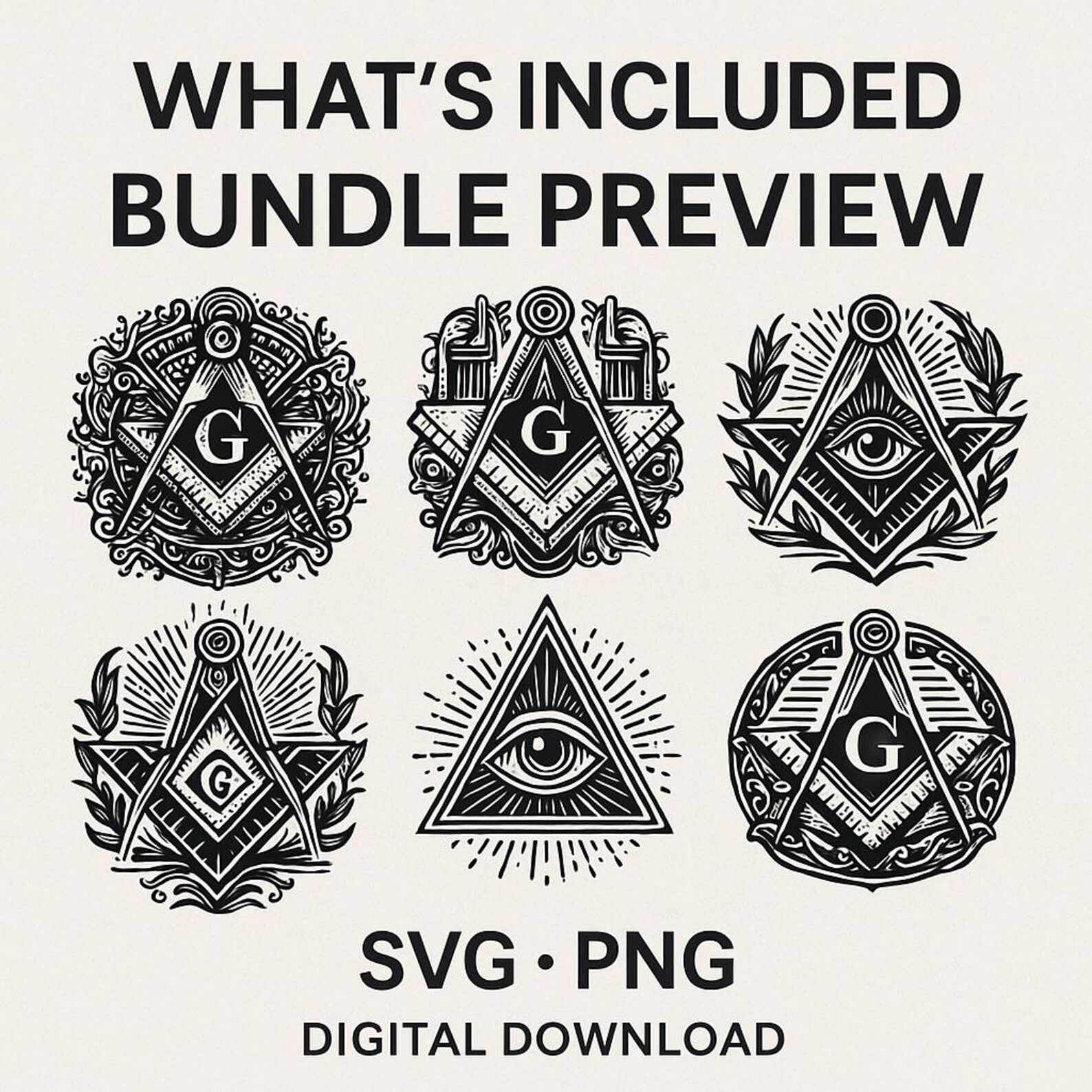Masonic SVG Bundle | Freemason Symbols, Third Eye (digital Download) - Etsy