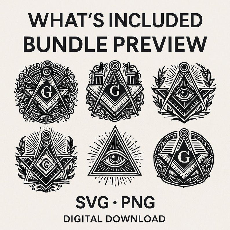 Masonic SVG Bundle | Freemason Symbols, Third Eye (digital Download) - Etsy