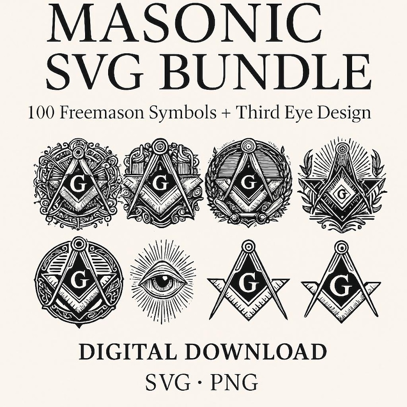 Masonic SVG Bundle | Freemason Symbols, Third Eye (digital Download) - Etsy
