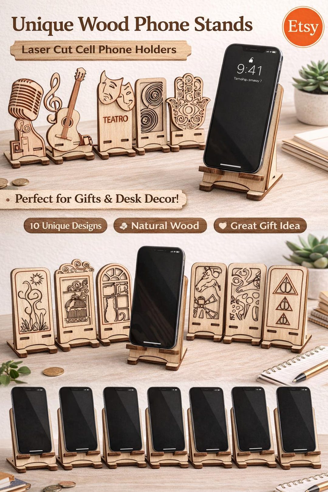Laser Cut Phone Stand SVG | Wooden Phone Holder File | CNC Laser Cut ...