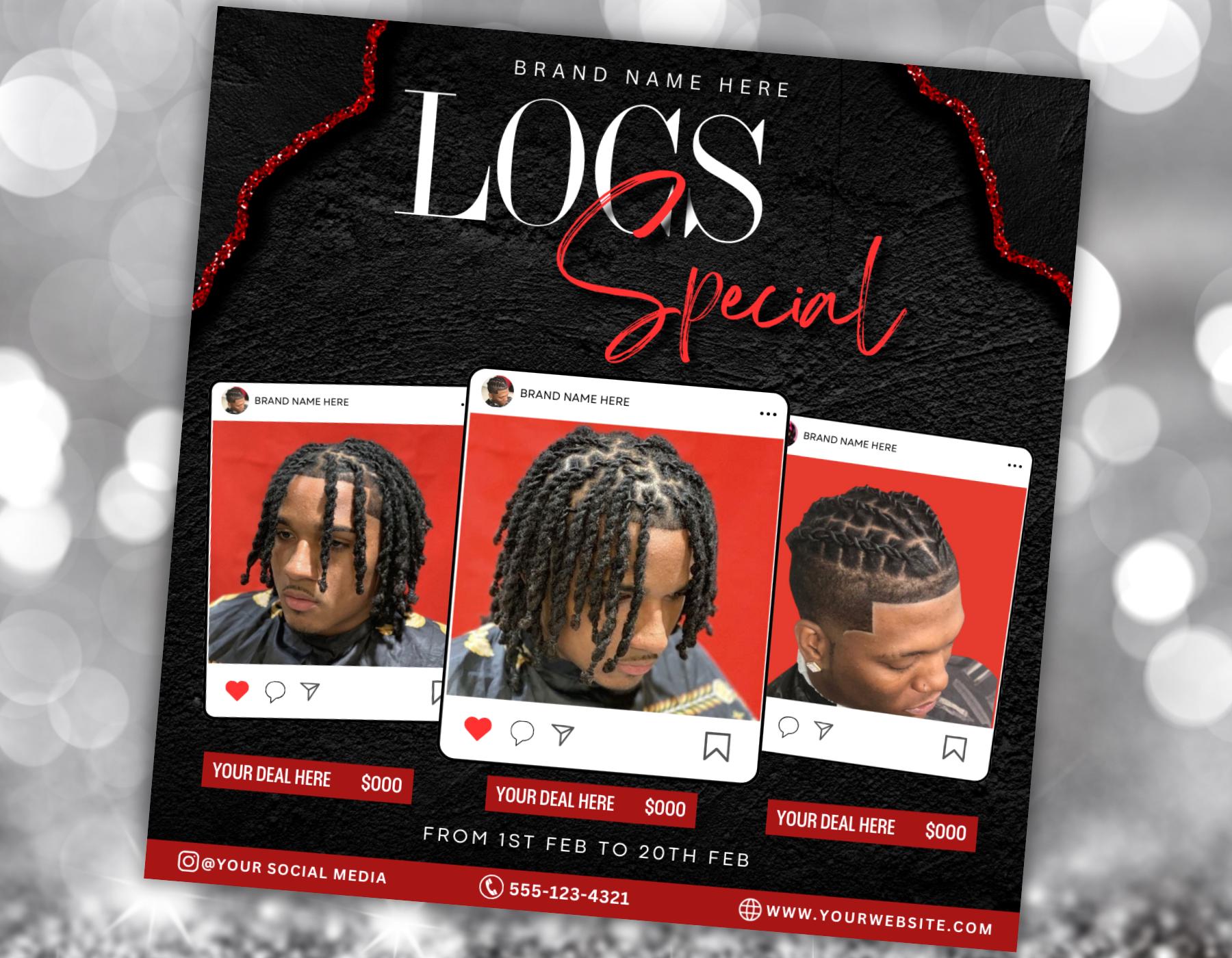 Locs and Styles Flyer, Barbershop, Loc Retwist, Editable on Canva ...