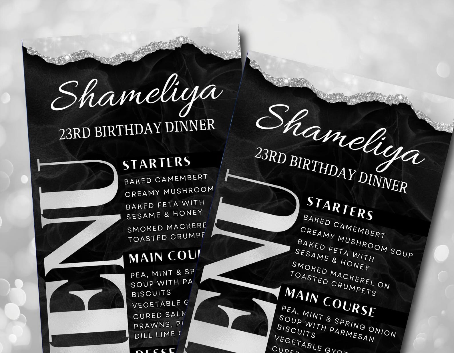 Minimalist Birthday Dinner Menu Template, Editable Birthday Picture ...