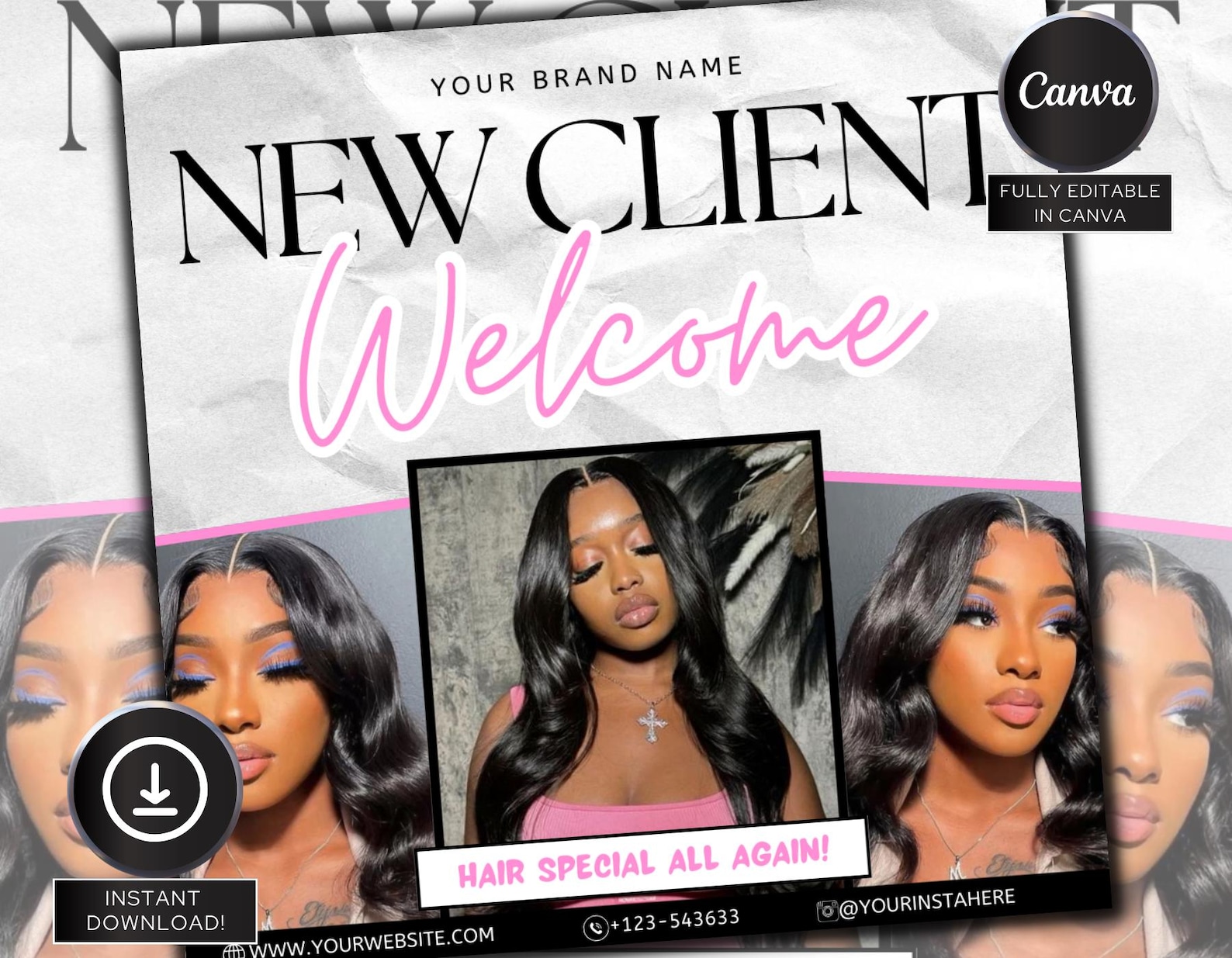 New Client Flyer, New Client Special Flyer, Hair Locs Braids Lashes Wig ...