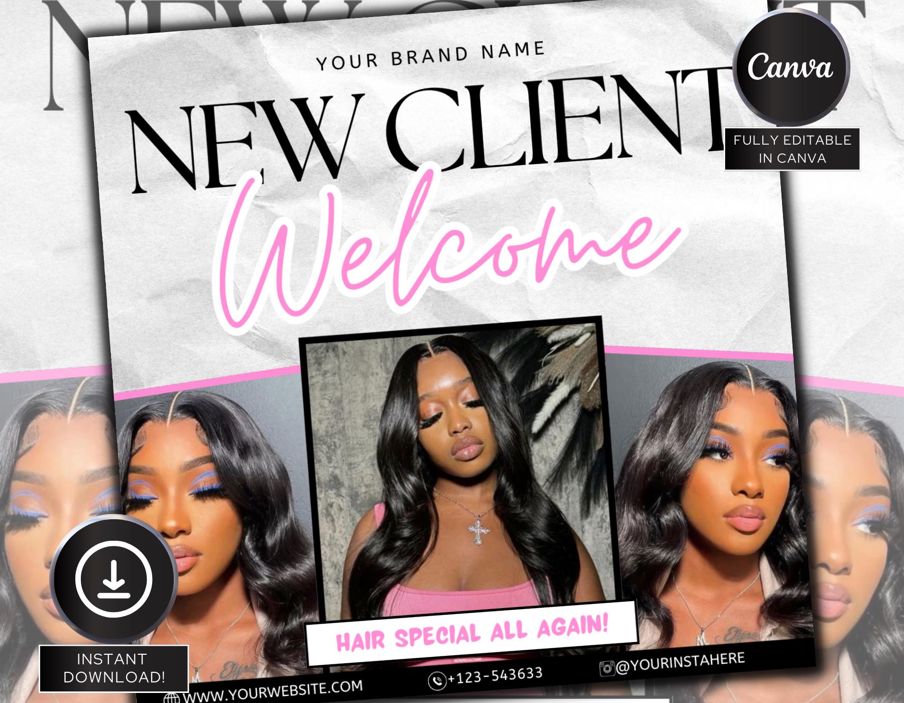 New Client Flyer, New Client Special Flyer, Hair Locs Braids Lashes Wig ...