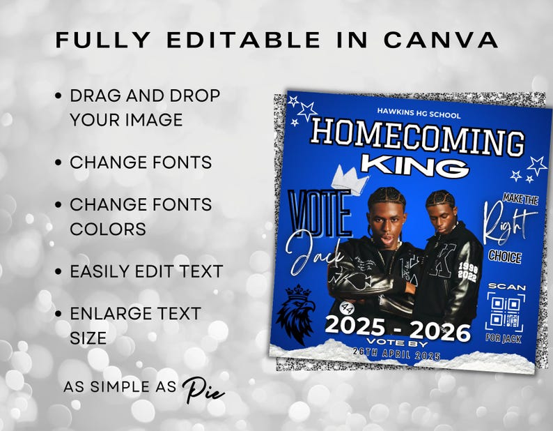 Homecoming Flyer, DIY Flyer Template Design, Homecoming King Flyer ...