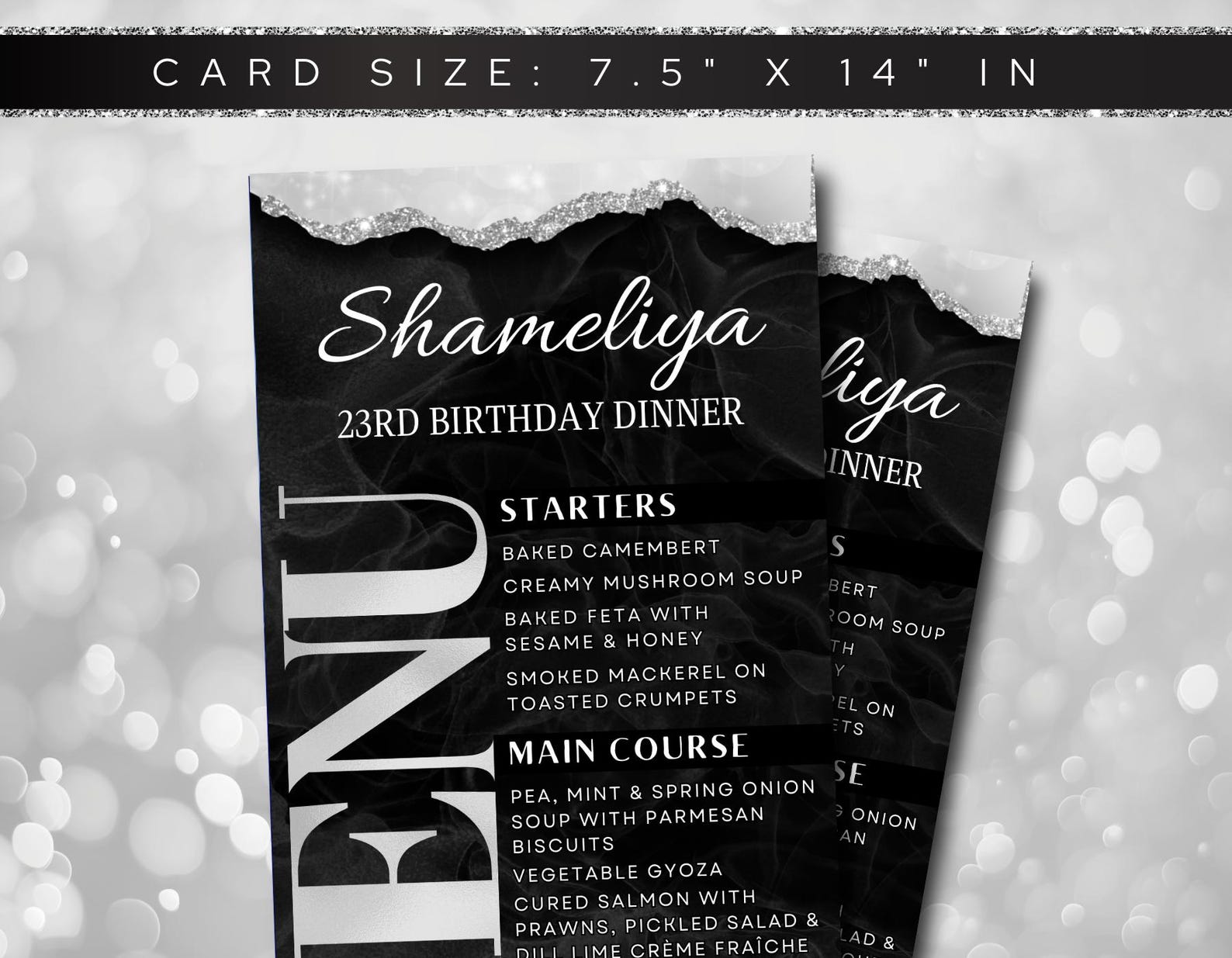 Minimalist Birthday Dinner Menu Template, Editable Birthday Picture ...