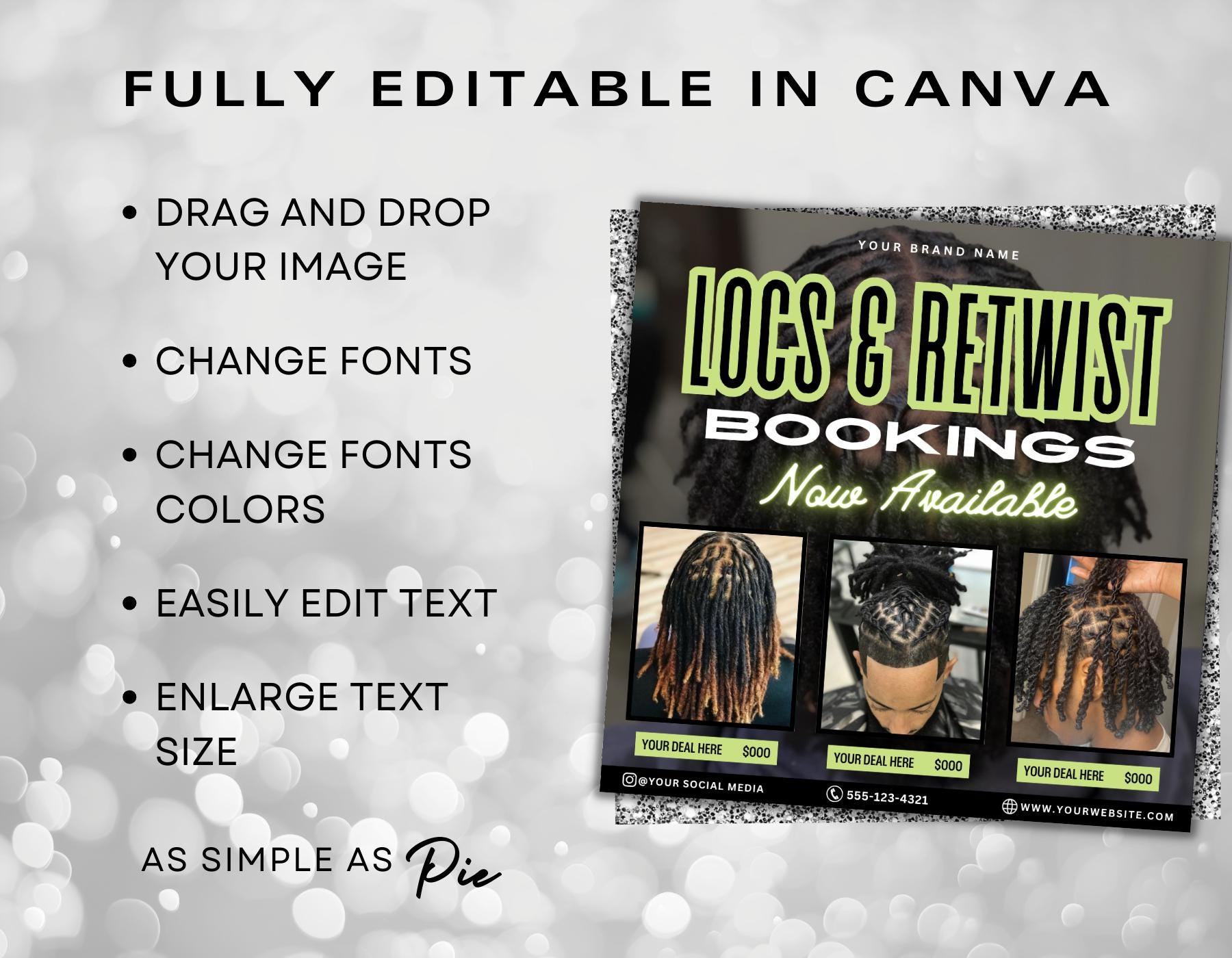 Men's Stitch Braids Flyer, DIY Flyer Template Design, Braids Booking ...