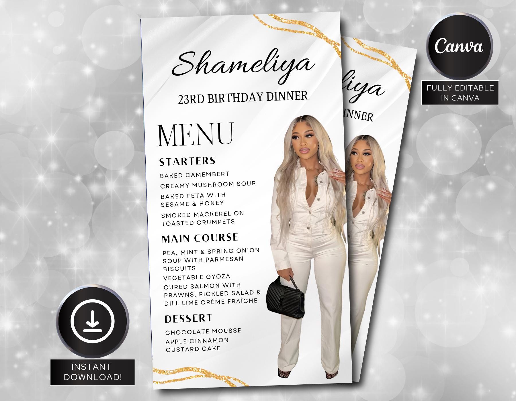 Editable Birthday Picture Menu, Full Picture Menu and Drink Card, Event ...