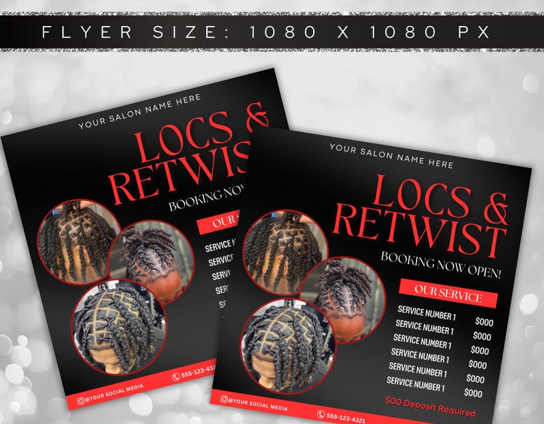 Locs and Styles Flyer, Barbershop, Loc Retwist, Editable on Canva ...