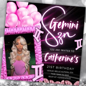 Gemini Birthday Flyer, Gemini Bash Flyer,birthday Flyer,birthday Girl ...