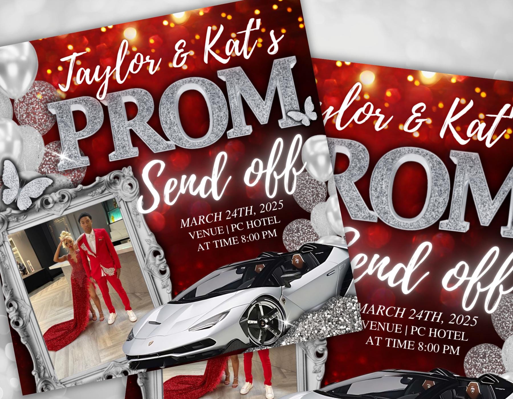 Red Prom Send off Flyer, DIY Prom Flyer, Prom Canva Template, Prom Send ...