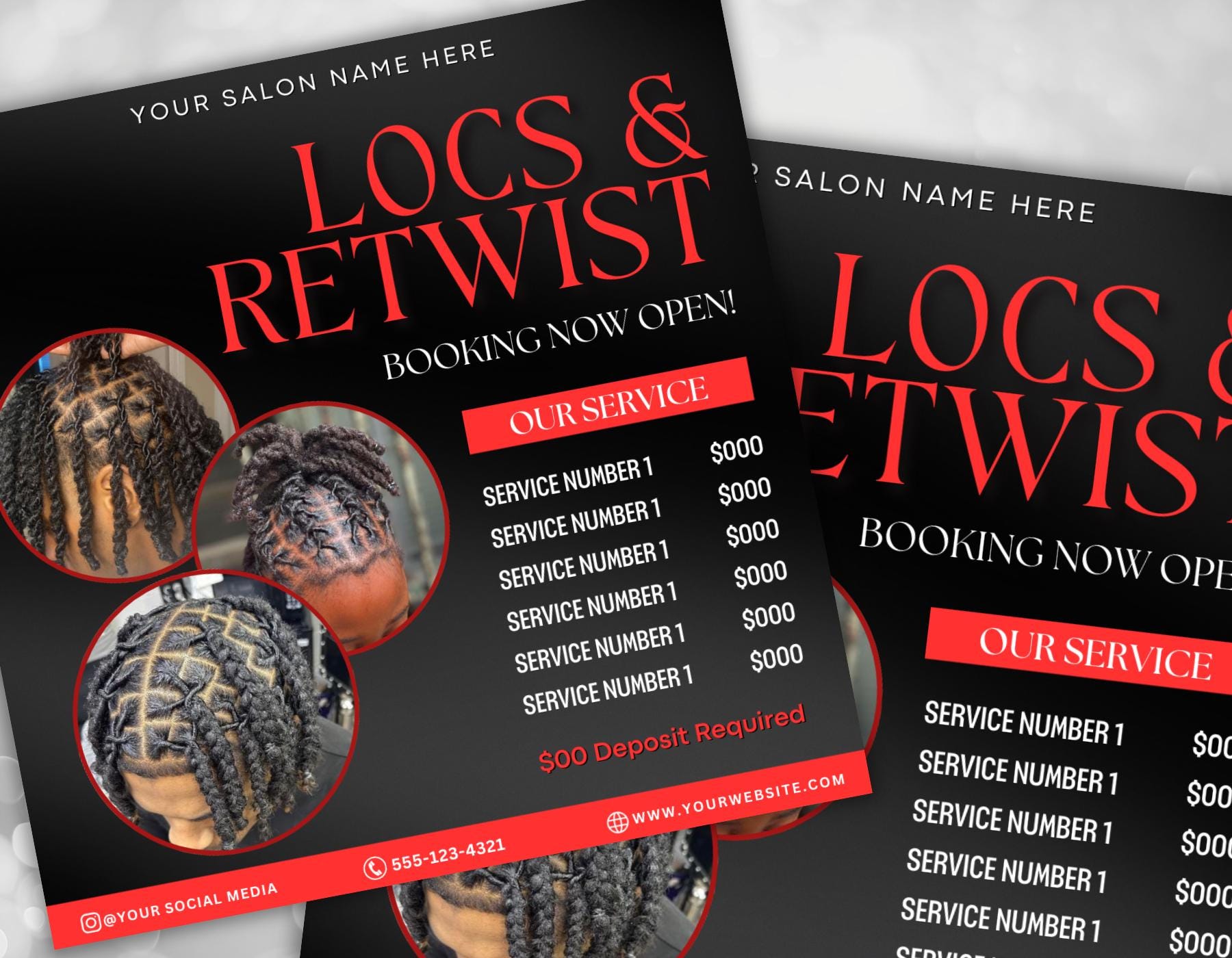 Locs and Styles Flyer, Barbershop, Loc Retwist, Editable on Canva ...