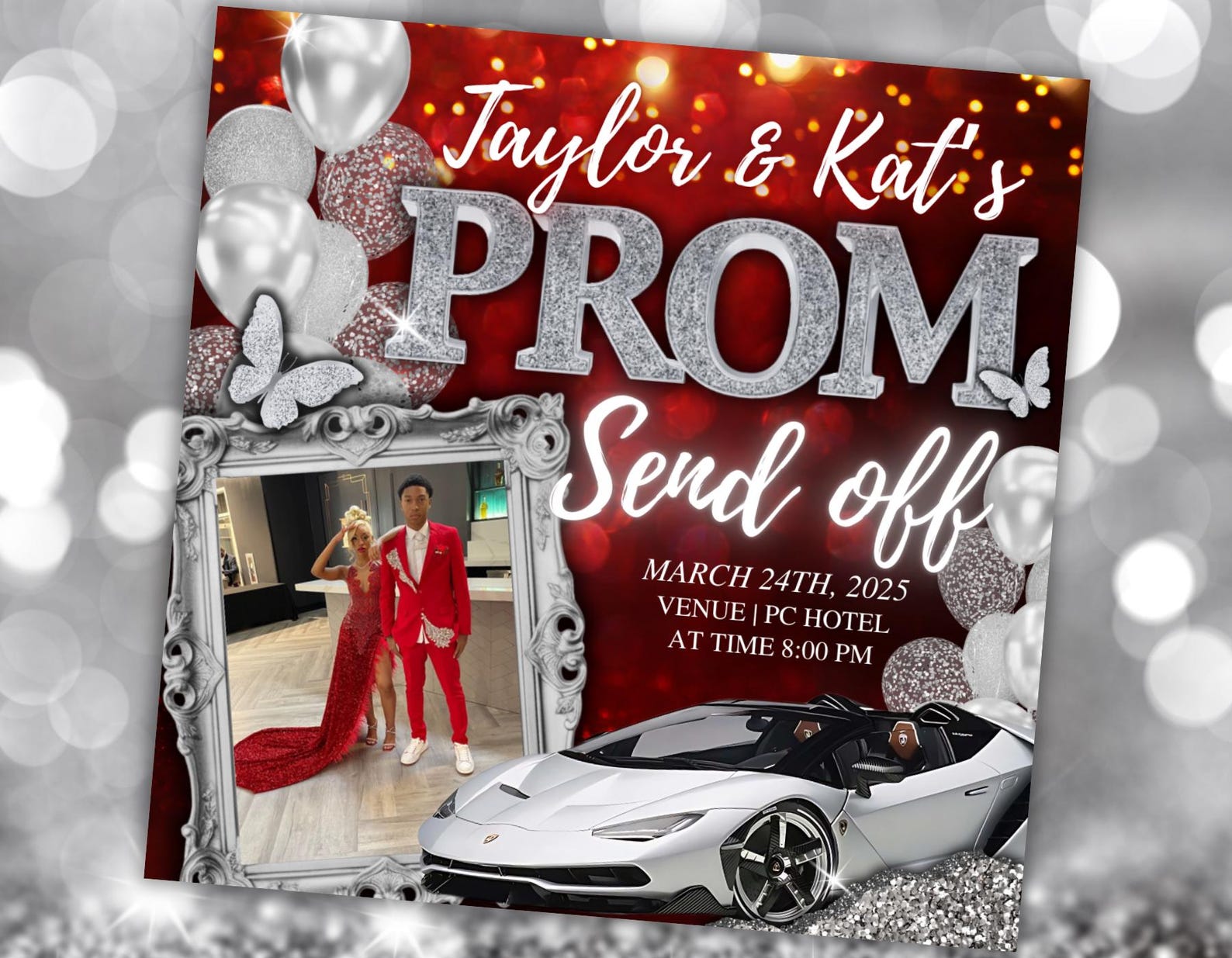 Red Prom Send off Flyer, DIY Prom Flyer, Prom Canva Template, Prom Send ...