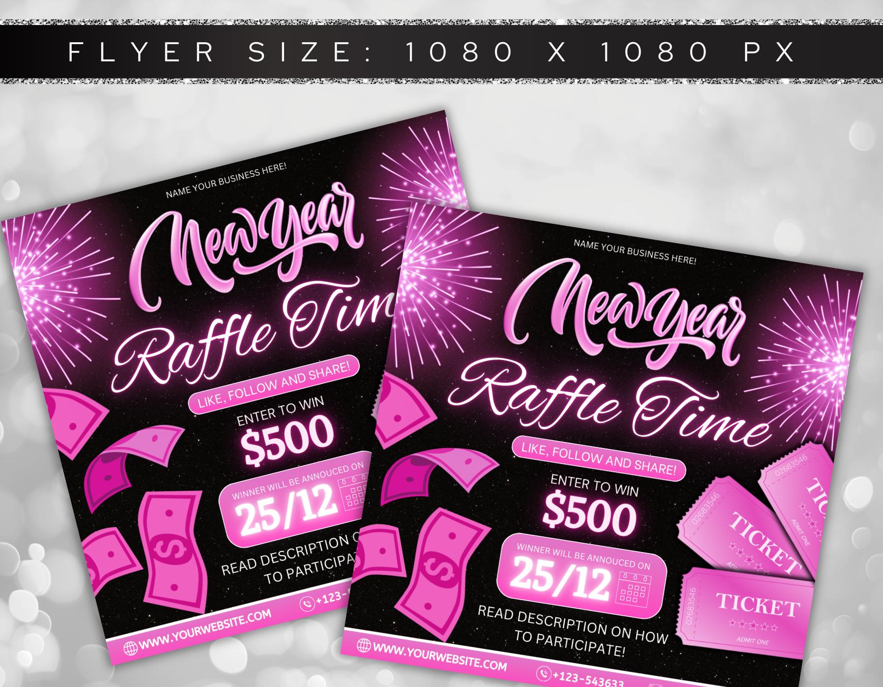 New Year Raffle Giveaway Flyer, Raffle Flyer, DIY Giveaway Flyer ...
