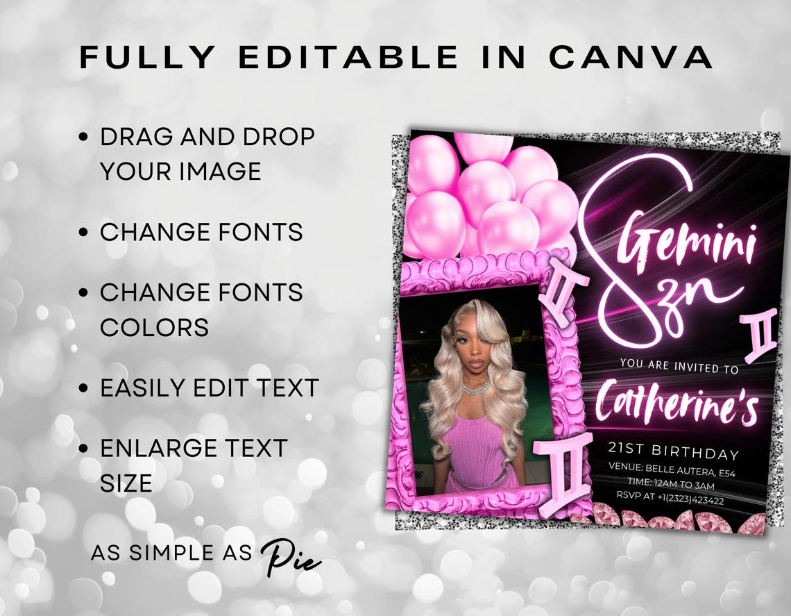 Gemini Birthday Flyer, Gemini Bash Flyer,birthday Flyer,birthday Girl ...