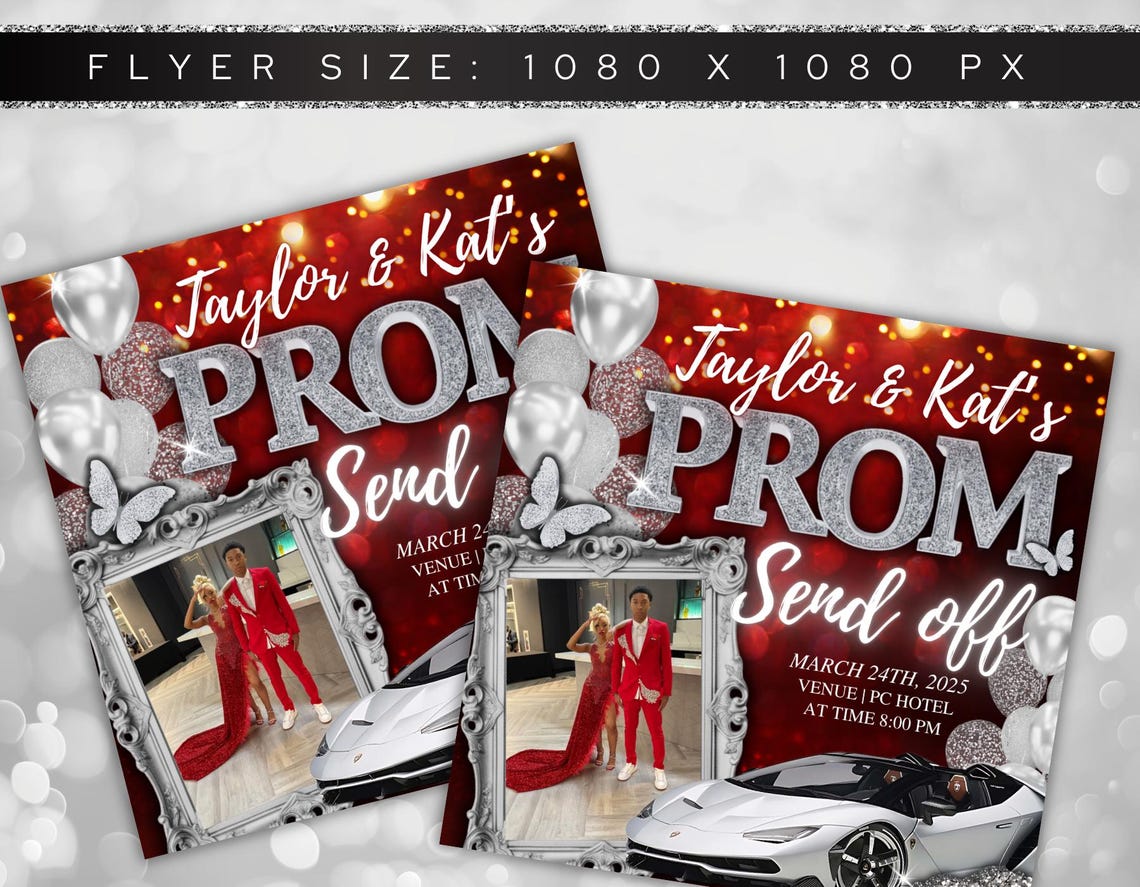 Red Prom Send off Flyer, DIY Prom Flyer, Prom Canva Template, Prom Send ...