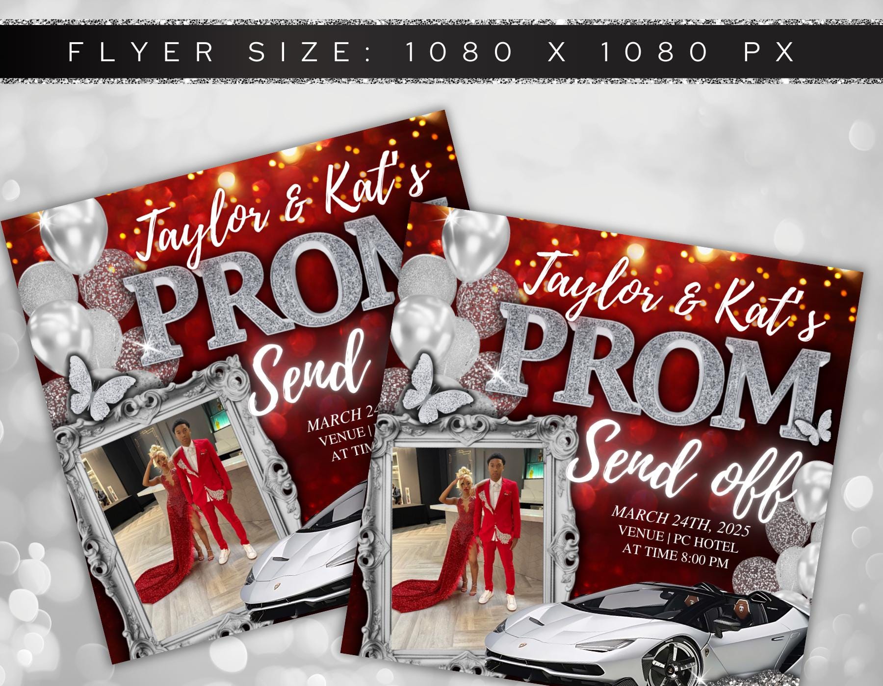 Red Prom Send off Flyer, DIY Prom Flyer, Prom Canva Template, Prom Send ...