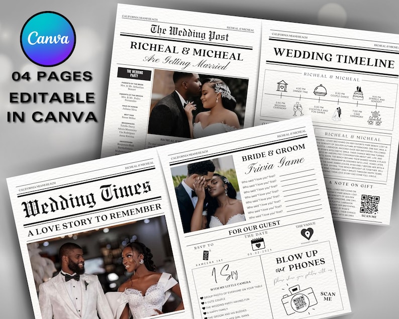 Wedding Newspaper Template With Photo, Wedding Newspaper Template ...