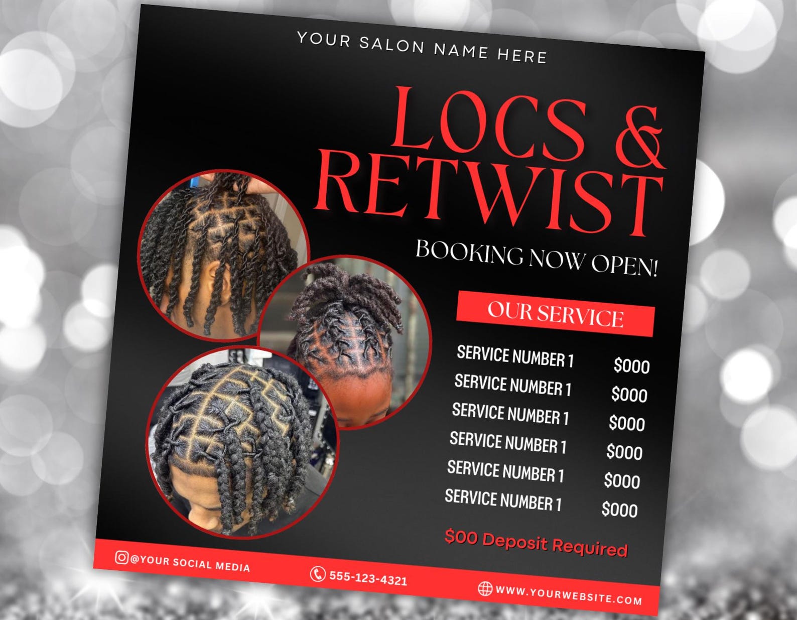Locs and Styles Flyer, Barbershop, Loc Retwist, Editable on Canva ...