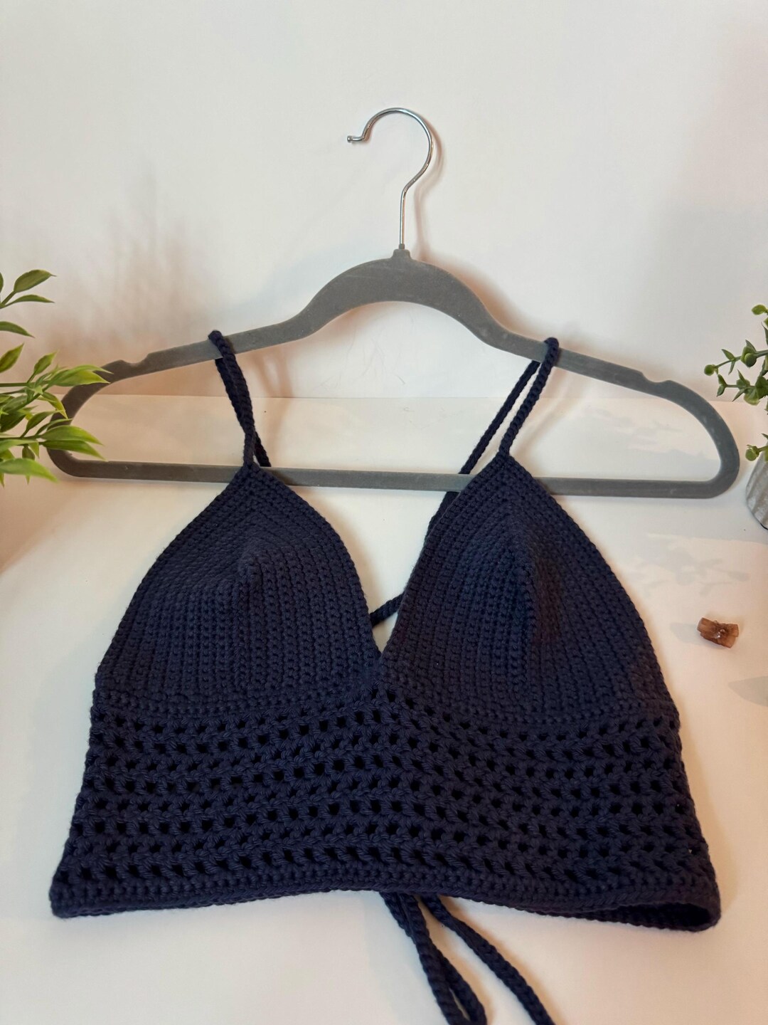 Navy Blue Mesh Bottom Cotton Crop Top With a Lace up Back - Etsy