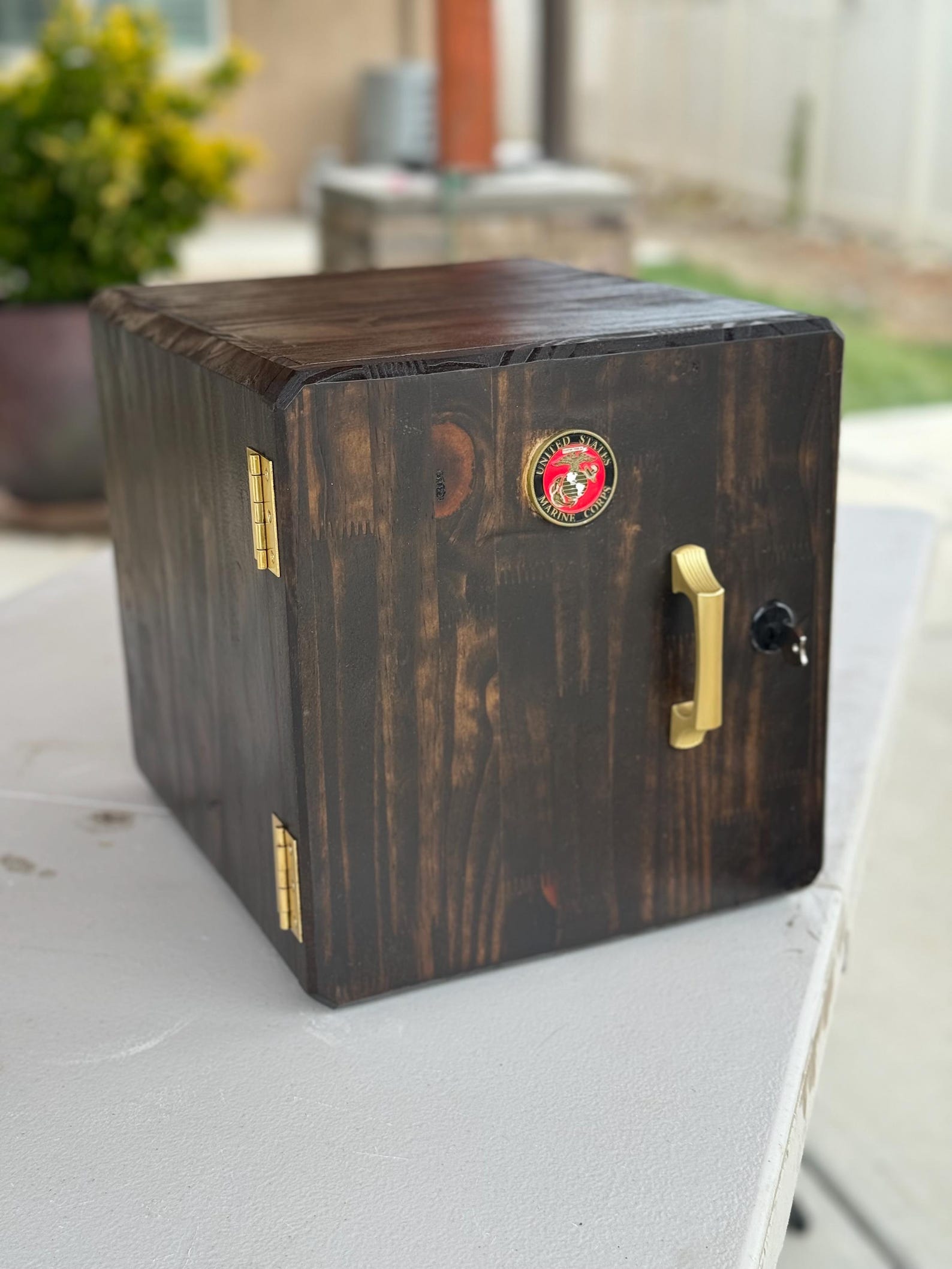 Wood Safe With Two Keys Choose Your Service Emblem Ie: Army, USMC, Navy ...