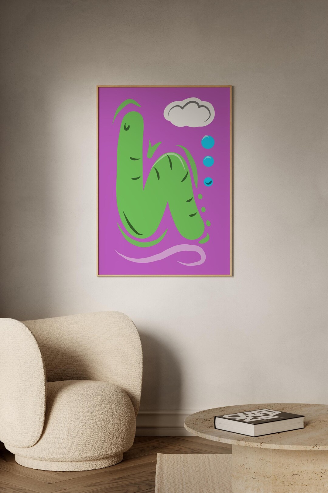 Inchy's World | Whimsical Green Worm Digital Art | Playful Minimalist ...