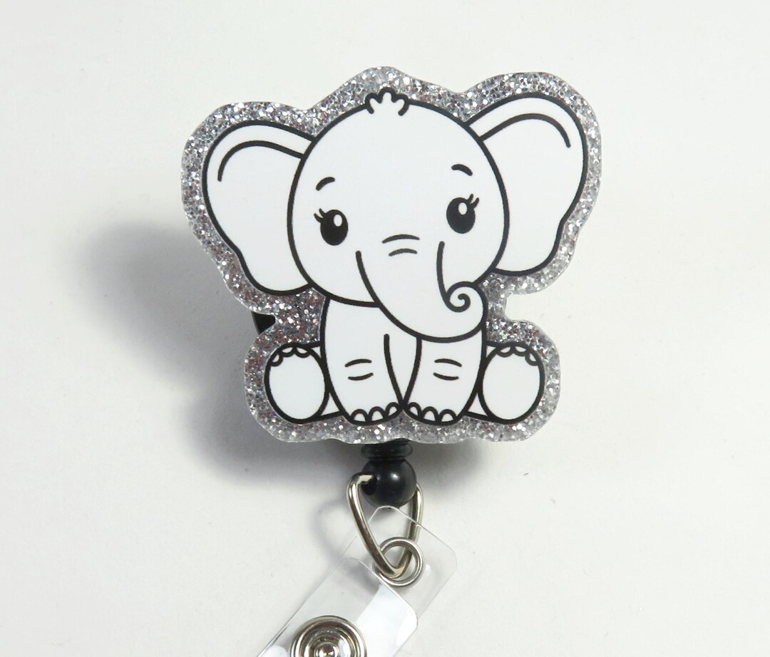 Elephant Badge Reel, Cute Elephant Badge Holder, Acrylic Badge Reel ...