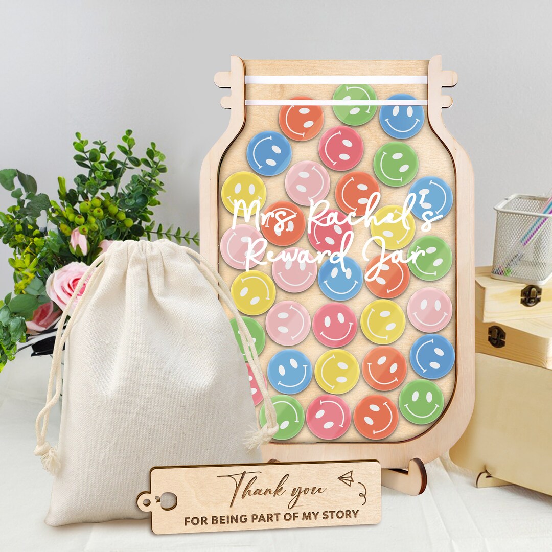 Smiley Face Reward Jar, Custom Name Reward for Kids, Teacher Reward Jar ...