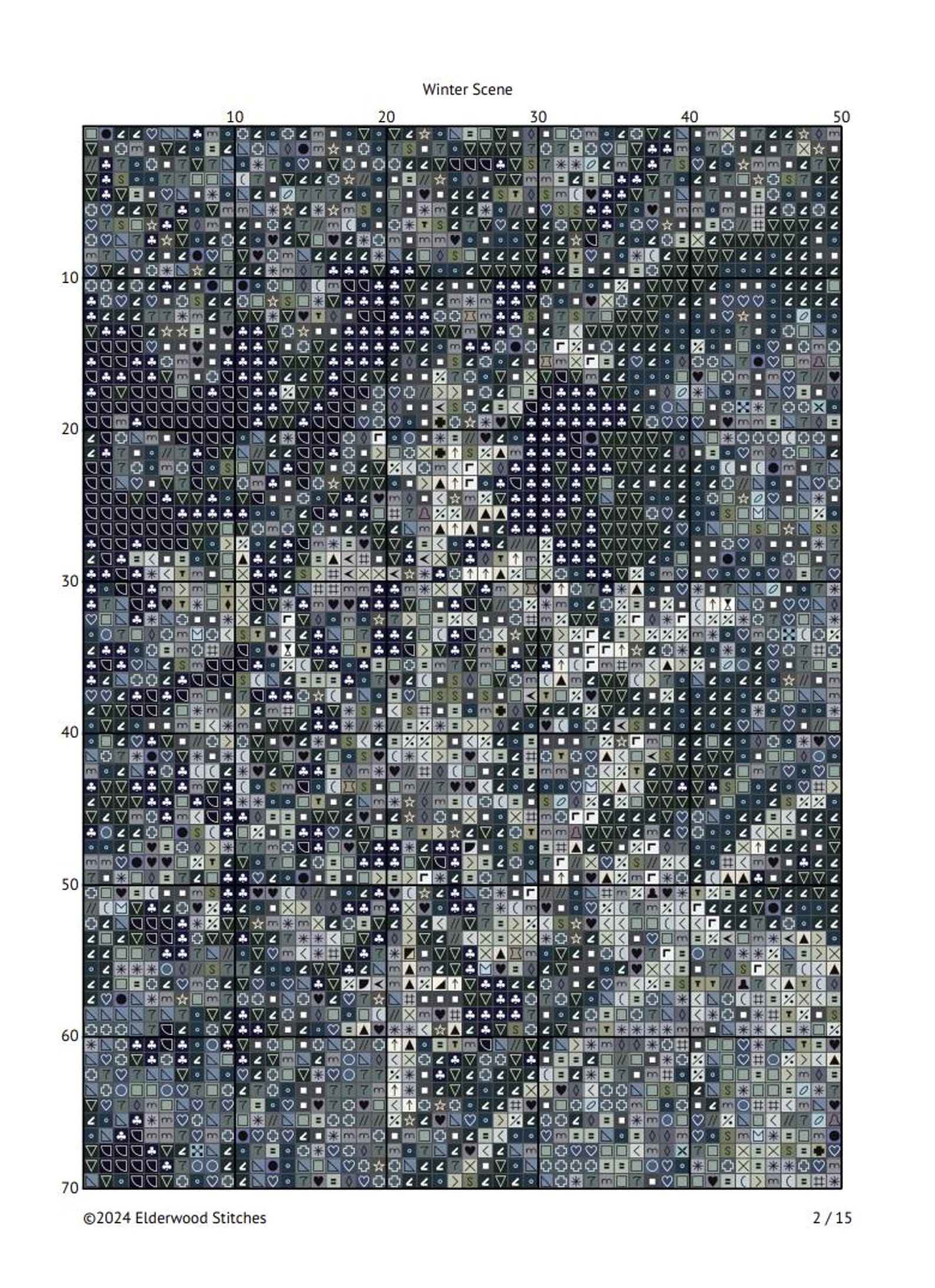 Winter Snowflakes Cross Stitch Pattern – Snowy Landscape (PDF Pattern ...