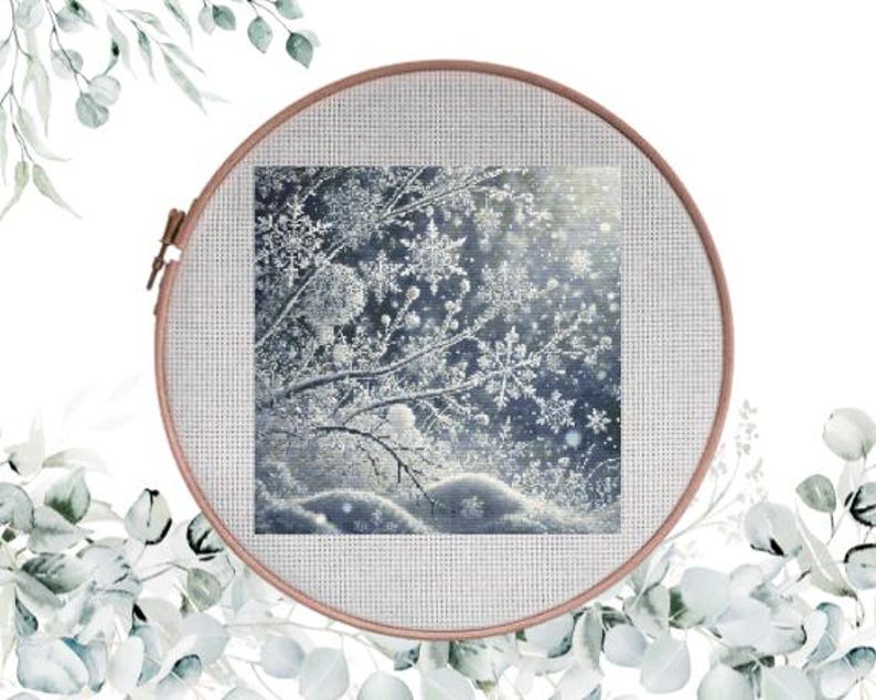 Winter Scene - Cross Stitch Pattern, PDF Instant Download, Snow, Light ...