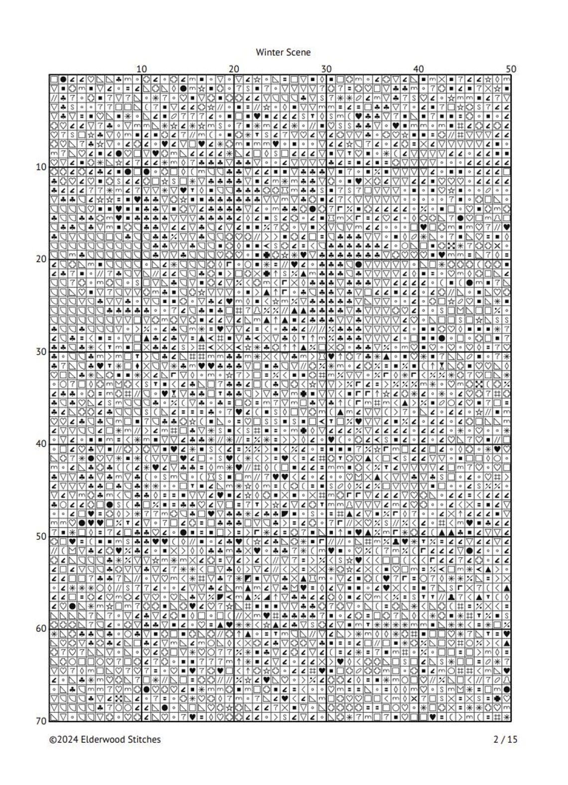 Winter Snowflakes Cross Stitch Pattern – Snowy Landscape (PDF Pattern ...