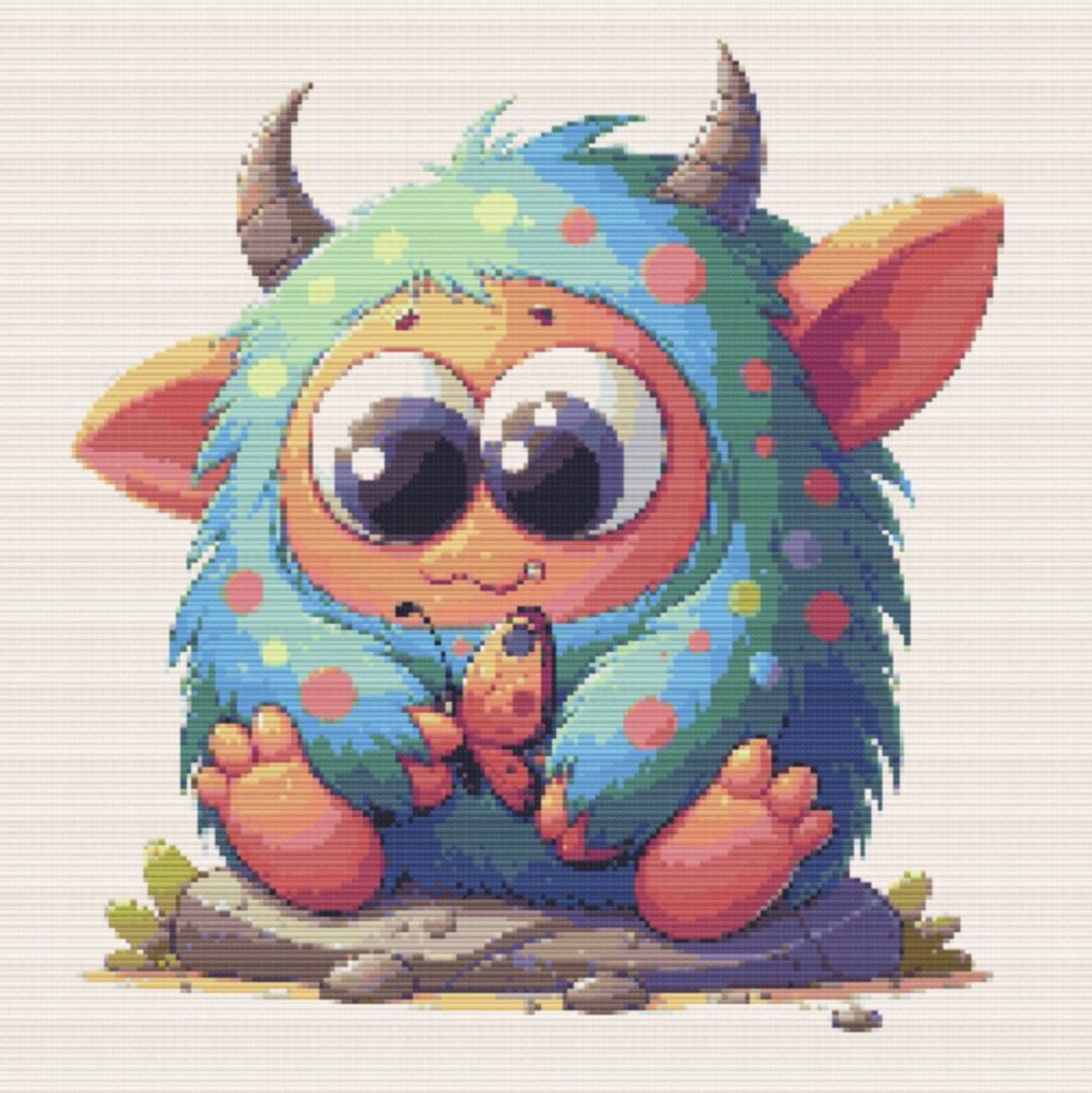 Cute Monster Cross Stitch Pattern - Colorful Creature (PDF Pattern) - Etsy