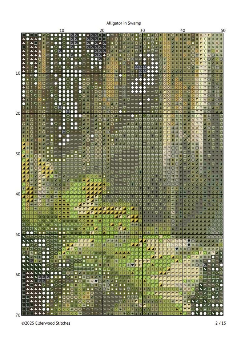 Alligator in Swamp Cross Stitch Pattern – Nature Embroidery (PDF ...