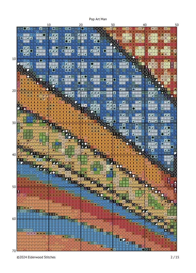 Pop Art Man- Cross Stitch Pattern, PDF Instant Download, Colorful ...