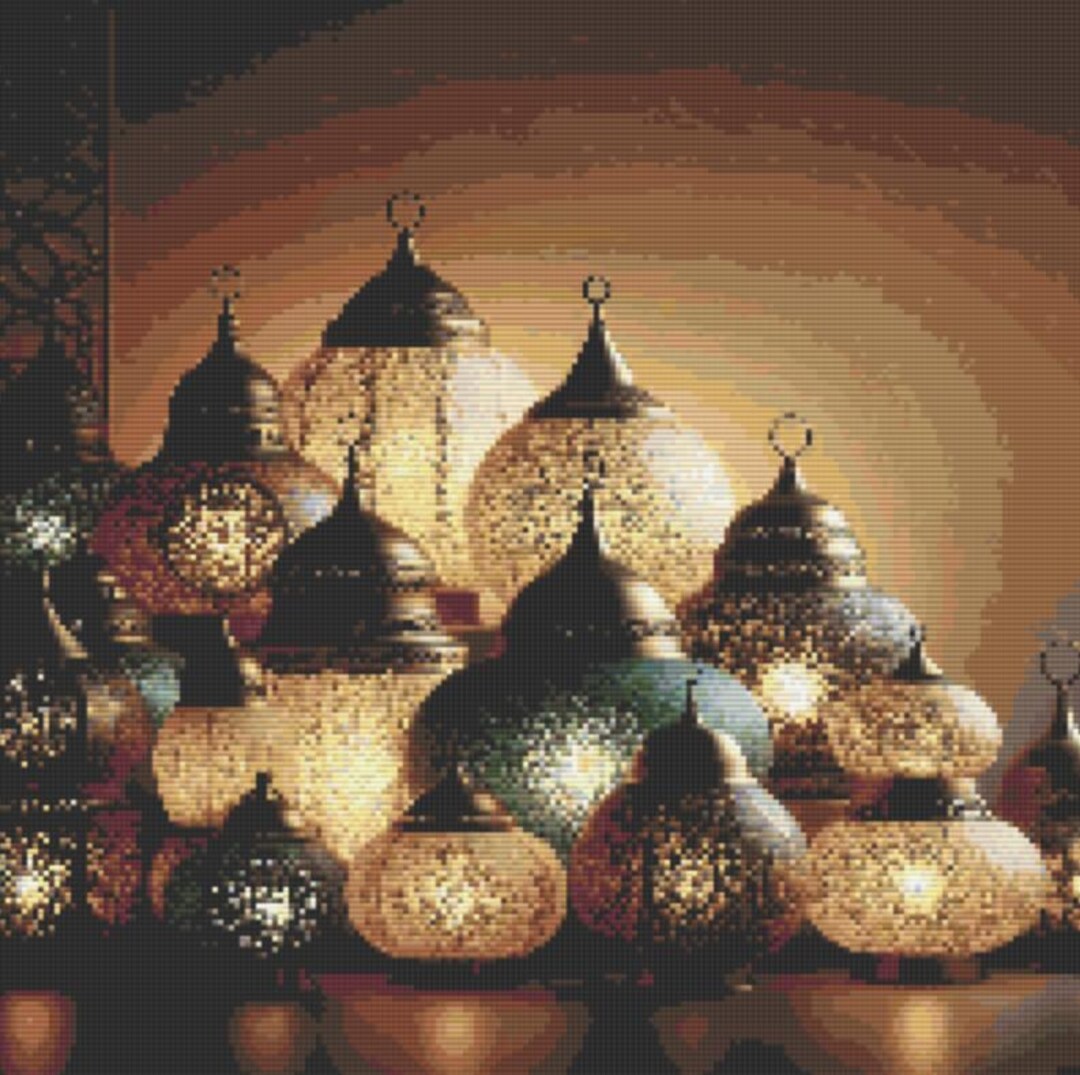 Arabian Lanterns Cross Stitch Pattern | Ornate Middle Eastern Design ...