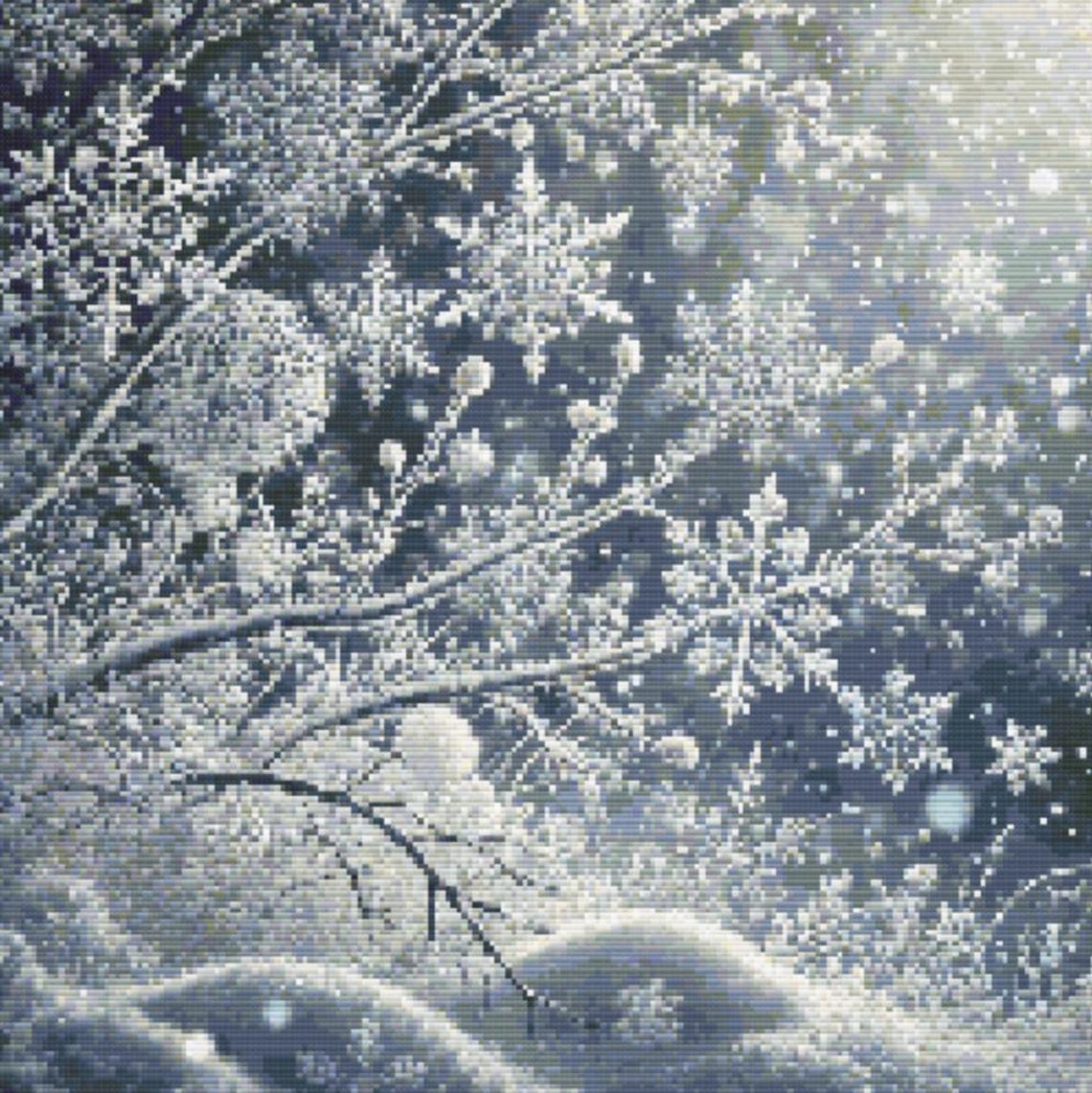 Winter Snowflakes Cross Stitch Pattern – Snowy Landscape (PDF Pattern ...