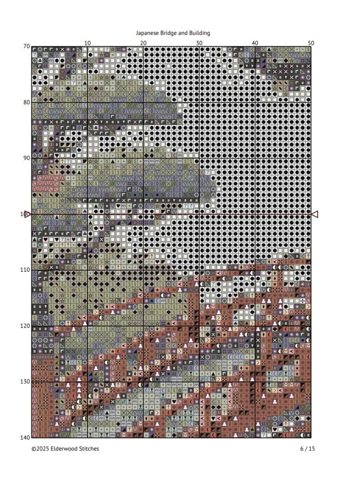 Japanese Bridge Cross Stitch Pattern – Detailed DMC Design (digital ...