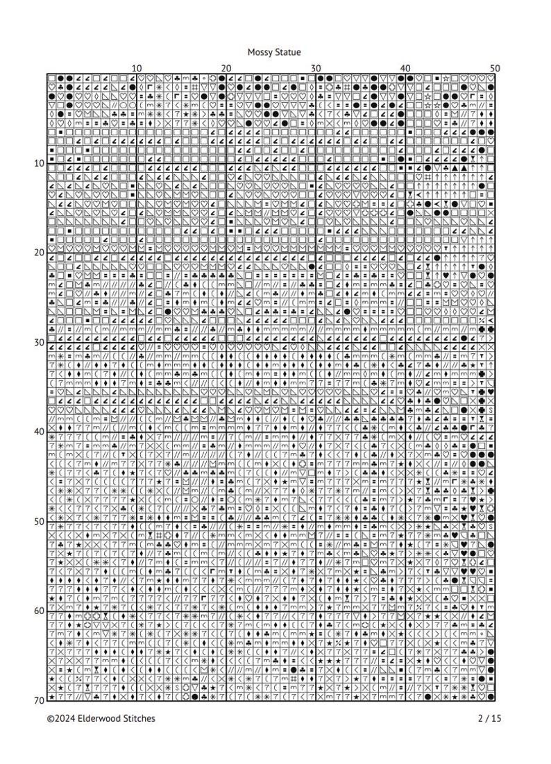 Mossy Statue Cross Stitch Pattern, PDF Instant Download, Nature, X ...