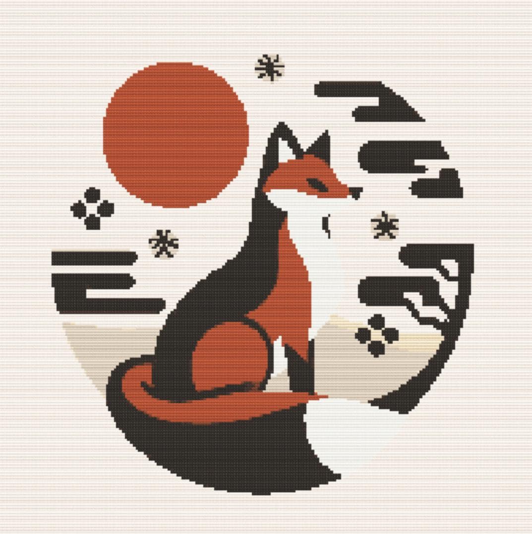 Japanese Fox - Cross Stitch Pattern, PDF Instant Download, Woodland ...