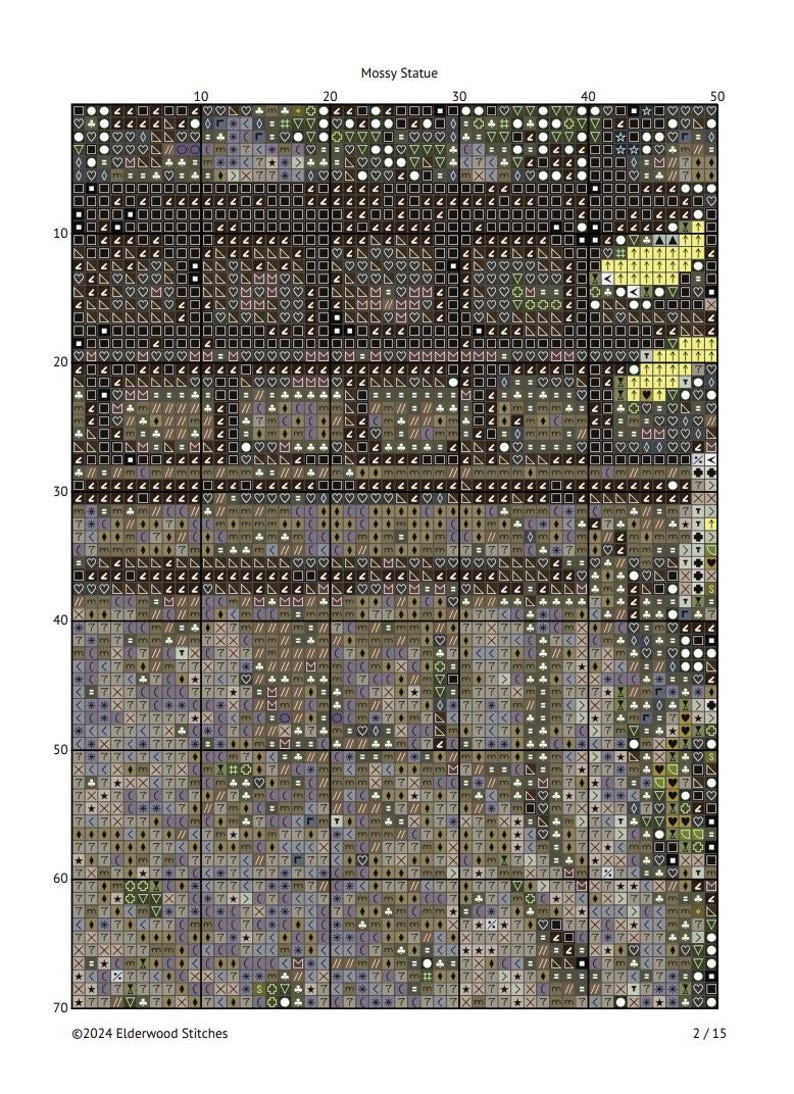 Mossy Statue Cross Stitch Pattern, PDF Instant Download, Nature, X ...