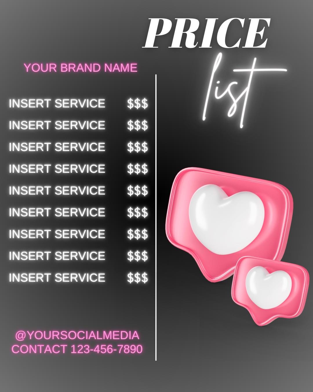 PRICE LIST TEMPLATE - Etsy